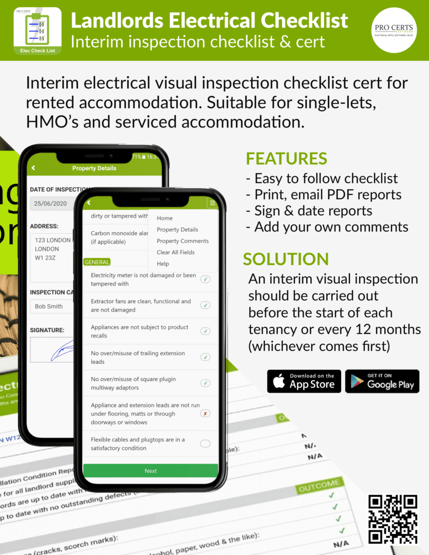 Interim Electrical Inspection Checklist - Electrical Safety - Pro Certs ...