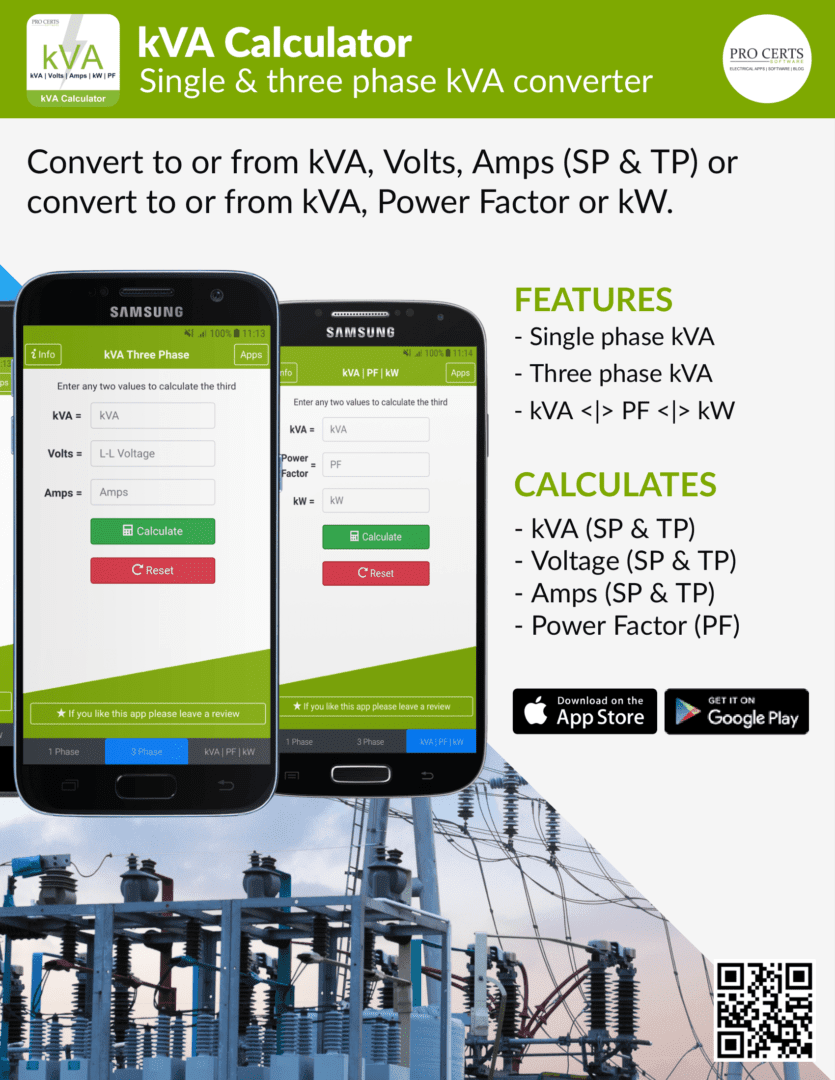 kVA Calculator - kVA to Amps Calculator - Pro Certs Software