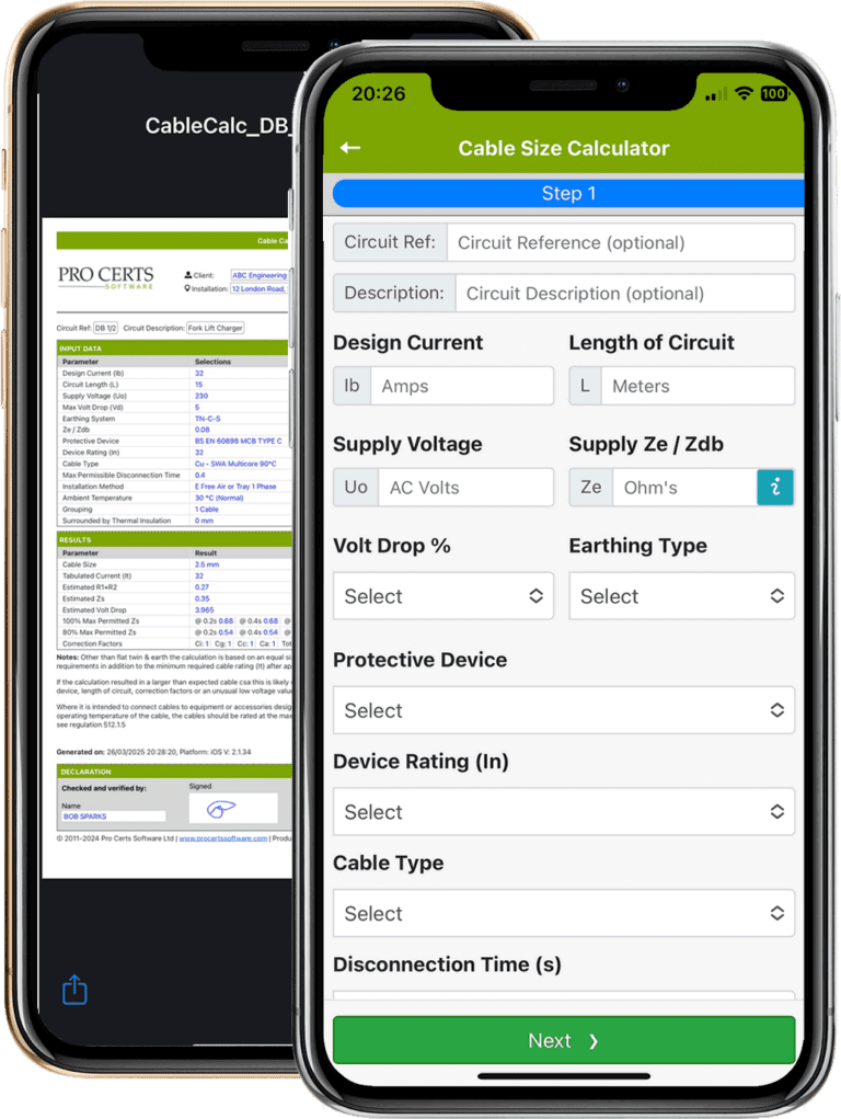 SWA Current Carrying Capacity - Pro Certs Software Ltd